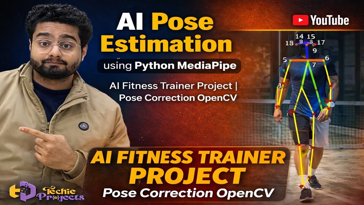 AI Pose Estimation using Python MediaPipe | AI Fitness Trainer Project | Pose Correction OpenCV