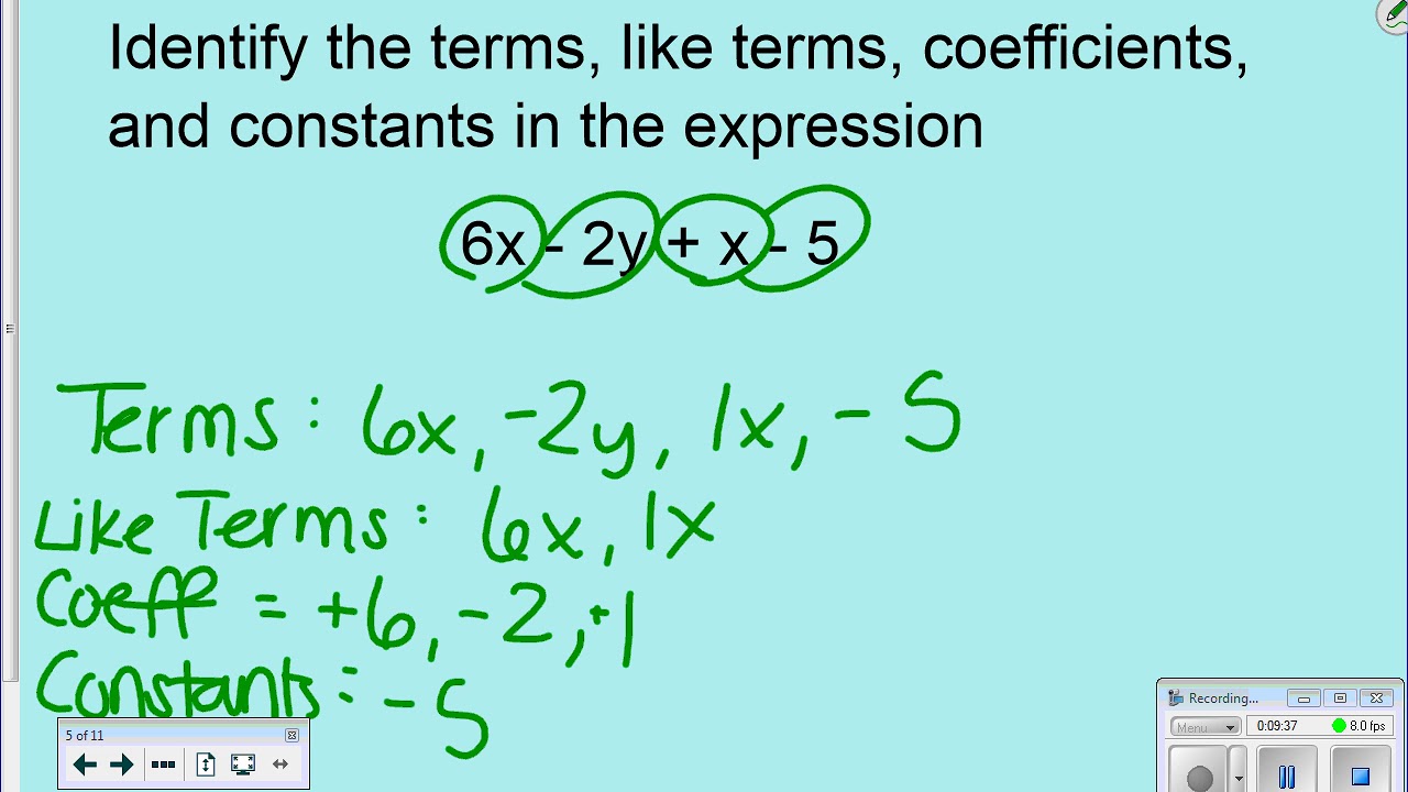 8th Grade: Lesson 7-2 Simplifying Algebraic Expressions