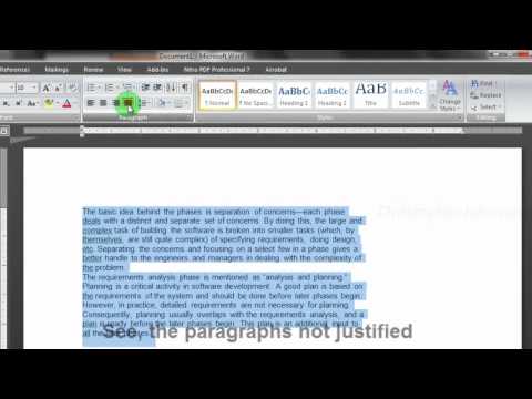 Can't Justify Text/Paragraph in MS Word
