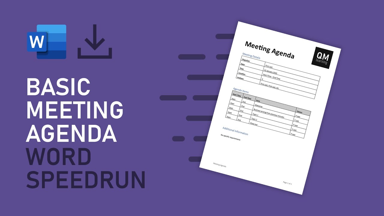 SPEEDRUN, Basic Meeting Agenda Template | Microsoft Word Tutorial [FREE DOWNLOAD]