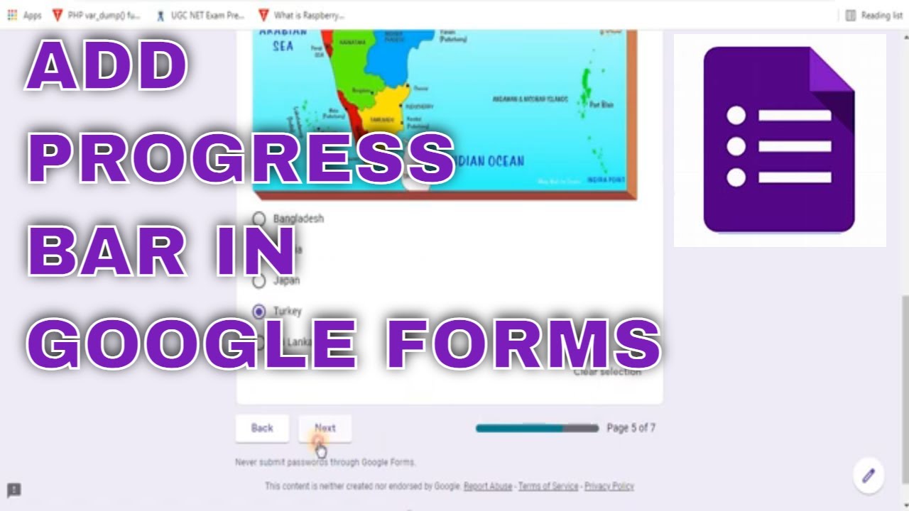 How to add progress bar in google forms