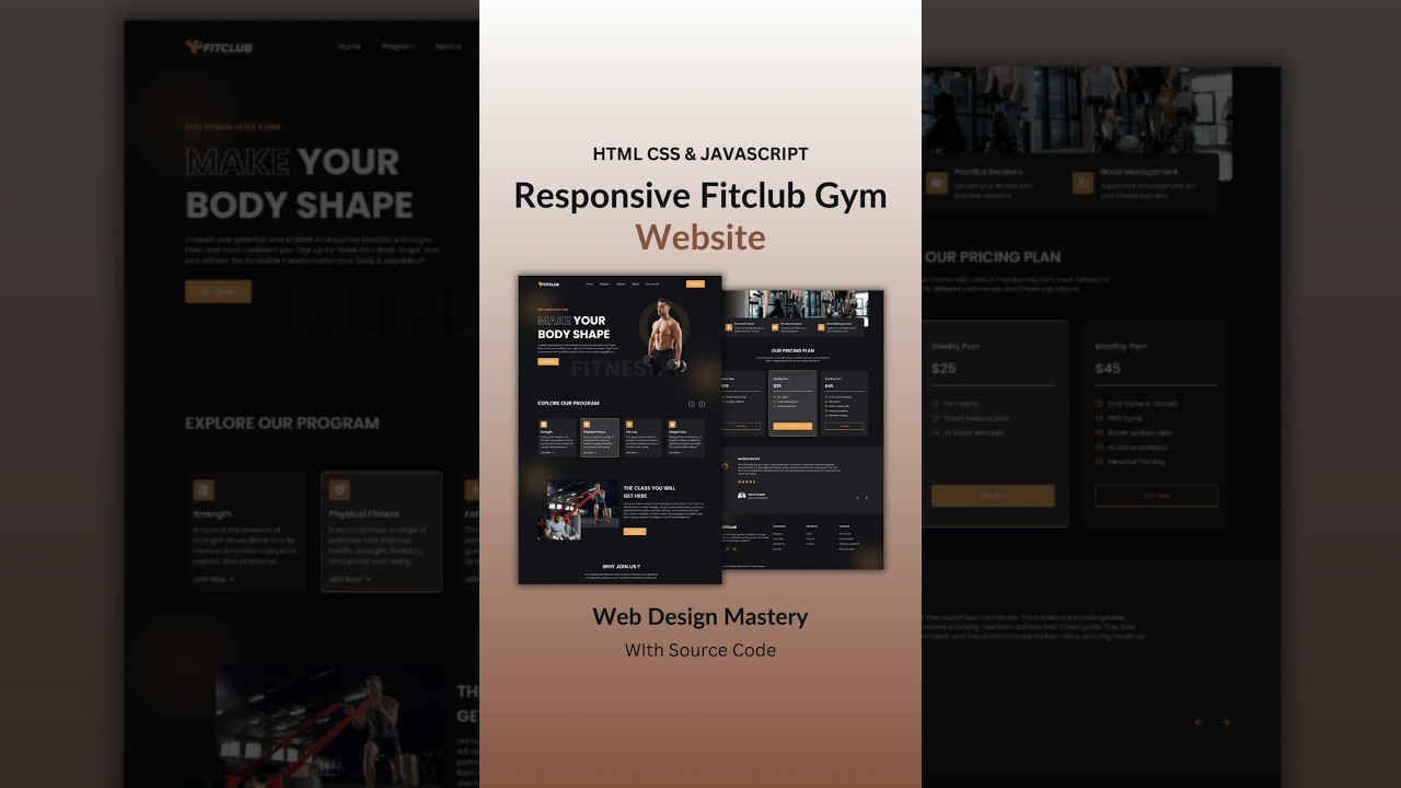Gym Website Using HTML and CSS  #webdevelop #htmlcsstutorial #webdesign #webdevelopmenttutorial