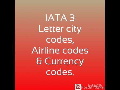 3 Letter city codes, airline codes & currency codes.