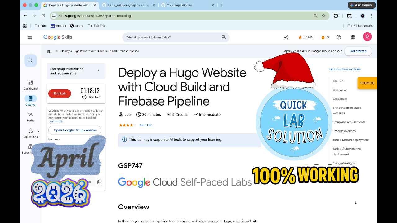 2026 - Deploy a Hugo Website with Cloud Build and Firebase Pipeline #qwiklabs #GSP747@quick_lab