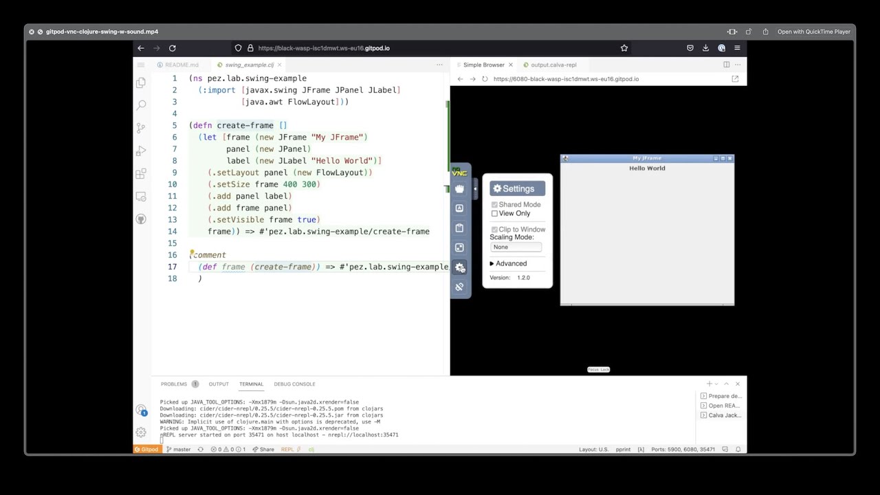 Quick Demo: Calva for Clojure GUI app dev in the browser