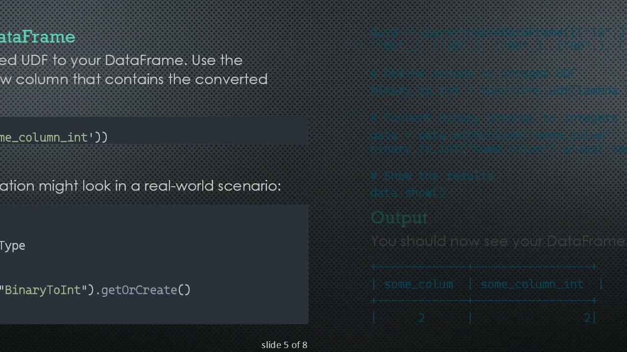Converting Binary Strings to Integers in Spark DataFrames: A Guide to pyspark