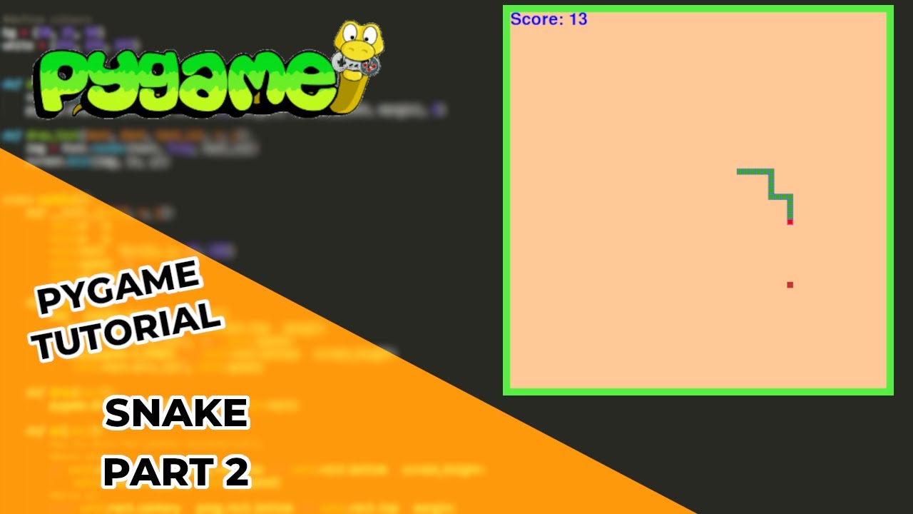 PyGame Snake Beginner Tutorial in Python - PART 2 | ADDING SNAKE MOVEMENT