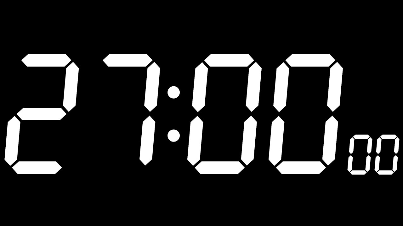 27 Minute Countdown Timer | 27 Minute Timer - White Big Digit (No ads during the video)