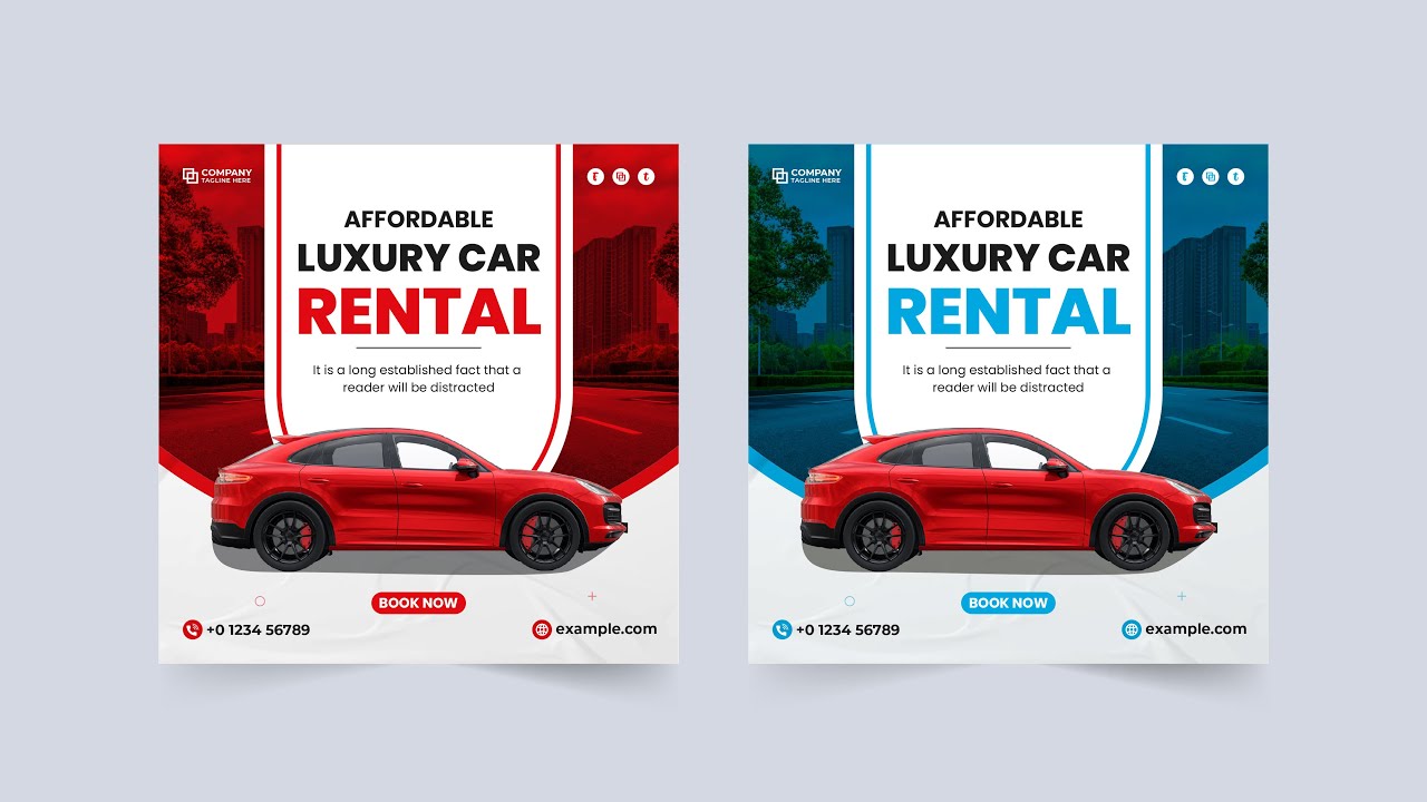 Car Rental Social Media Post Free Download | Vehicle Rental Business Template Vector