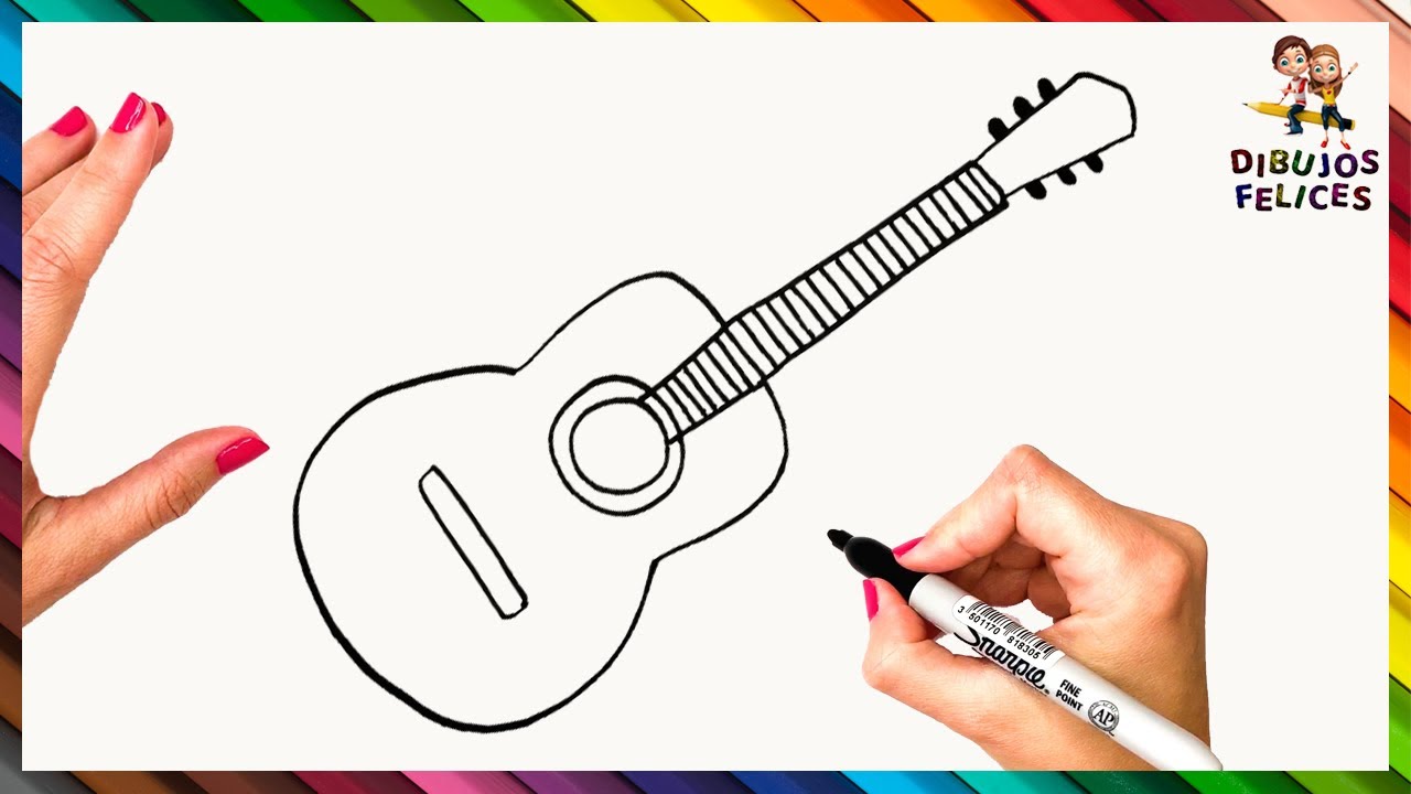 Cómo Dibujar Una Guitarra Acústica Paso A Paso 🎸 Dibujo Fácil De Una Guitarra Acústica