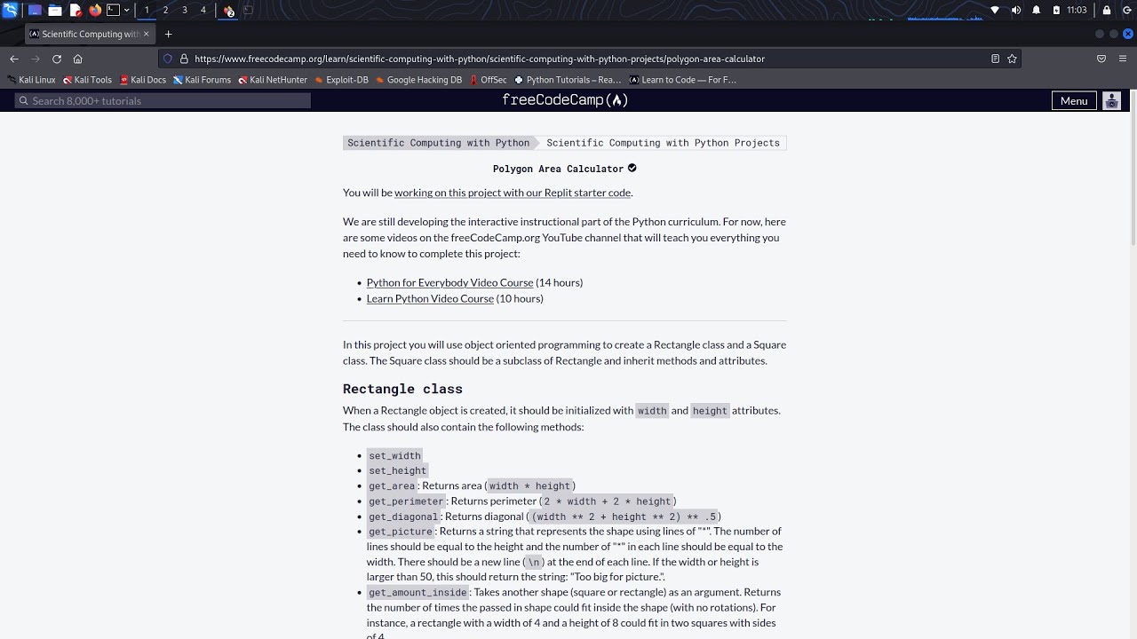 FreeCodeCamp Python Scientific Computing Polygon Area Calculator Solution