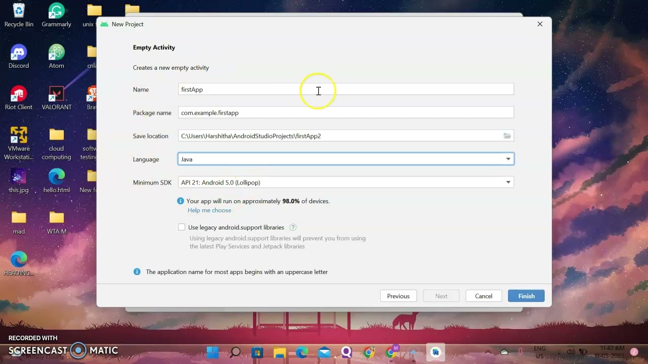 ANDROID STUDIO (creating empty activity for beginners)