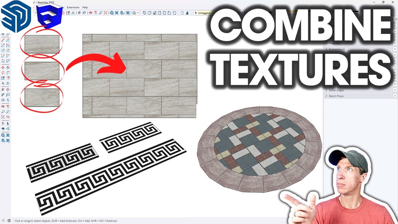 How to Use COMBINE TEXTURES in SketchUp to quickly make seamless textures and more!