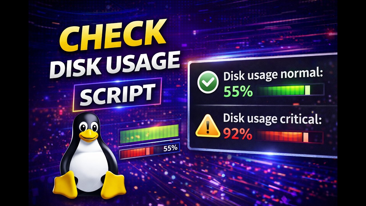 Bash Script to Monitor Disk Usage | Linux DevOps Script