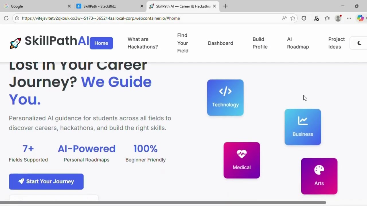 SkillPath AI — AI-Powered Career & Hackathon Guidance Platform for Students