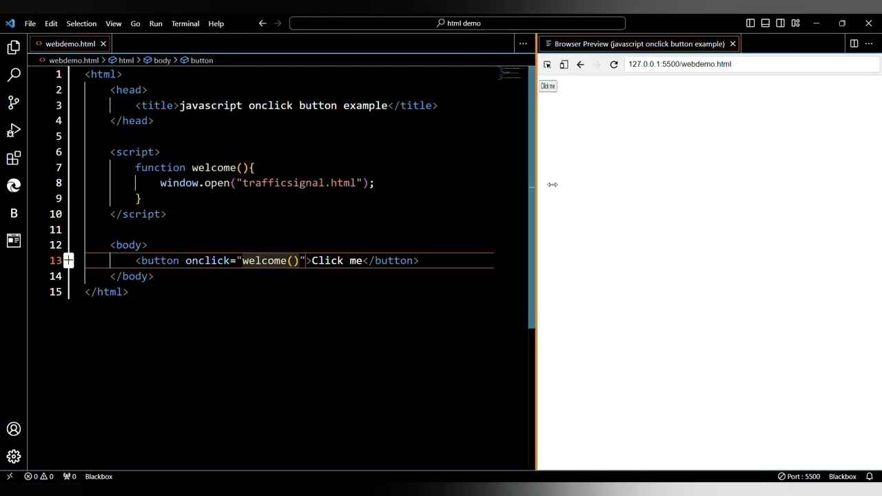 JavaScript onclick button event | HTML CSS and JavaScript  #javascript #htmlcss #html #bca #css