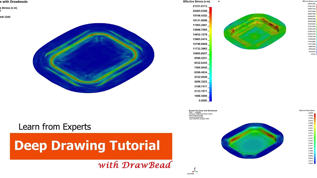 LS-DYNA Tutorial 8: Deep Drawing Simulation with Draw-beads (complete video).