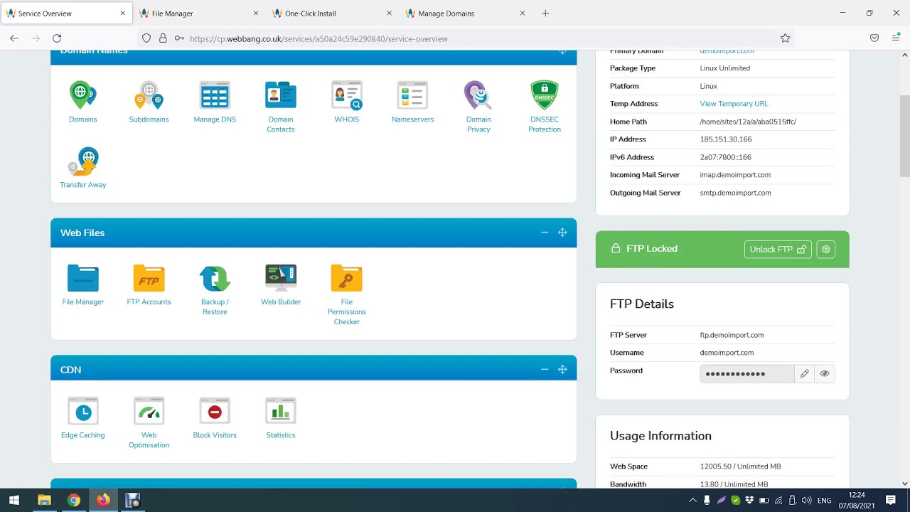 StackCP: hosting (CP) control panel overview (English Version)