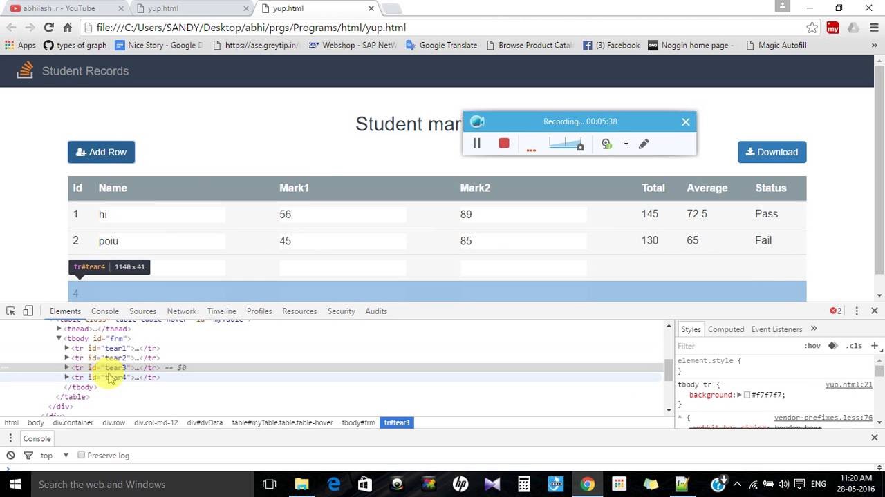 How to create a table dynamically using JavaScript in HTML