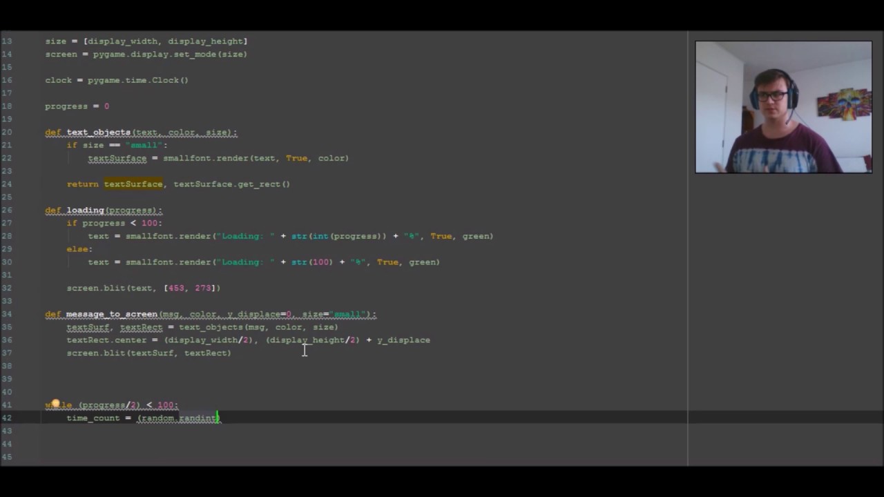 Creating a simple graphical progress/loading bar - pygame python - part 2