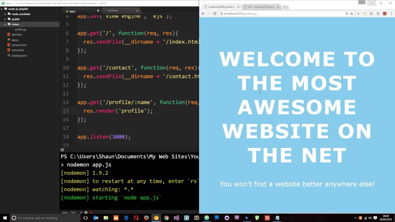 Node JS Tutorial for Beginners #25 - Template Engines