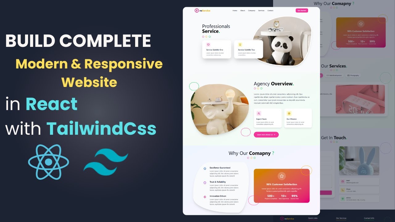 React JS Project | Build Complete Responsive Website in React with TailwindCss Step by Step Tutorial