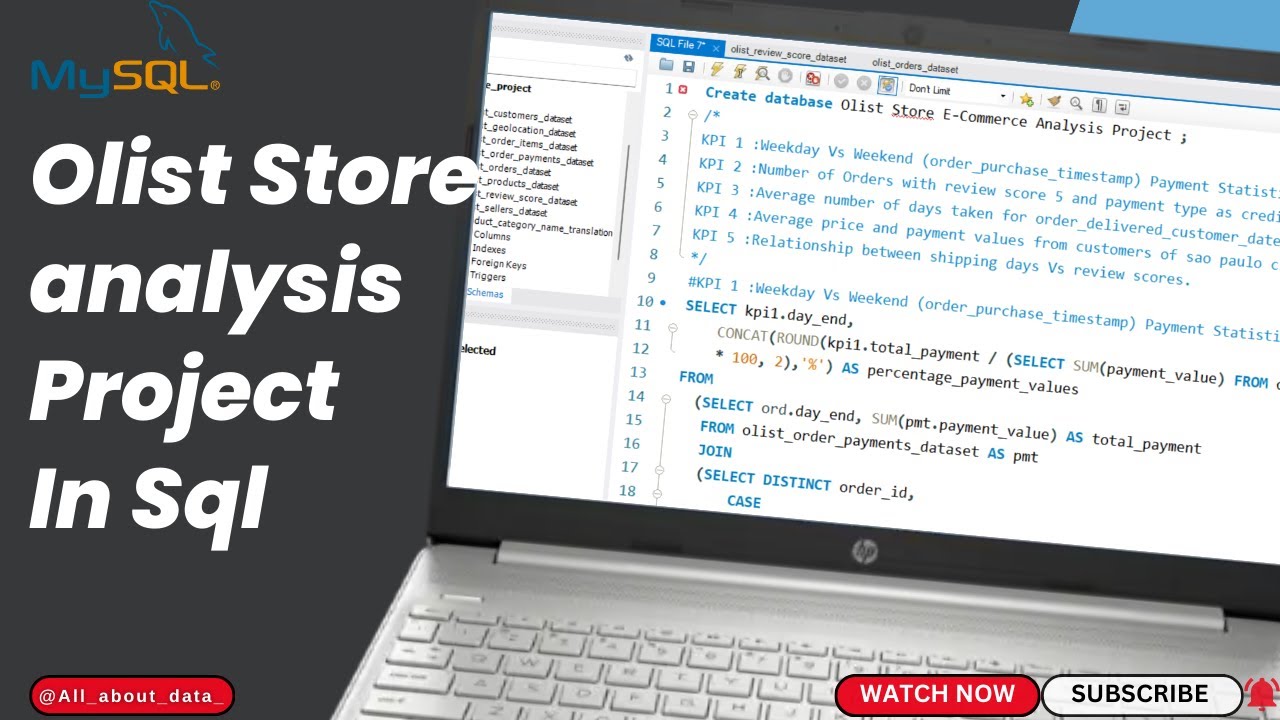 Complete Olist Store E-Commerce Analysis Project  in SQL | Mysql Database