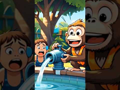 Baby's Cry Fills the Pool Again vs Monkey's Heart 😭 #story #ai #cute #shortsfeed