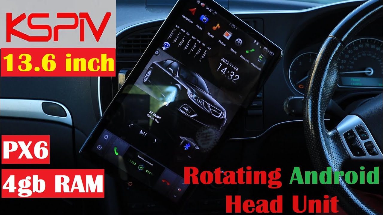 AWESOME KSPiV Huge Rotating 13.6 inch Car PX6 Android Head Unit Radio - 4gb RAM - DSP -Apple CarPlay