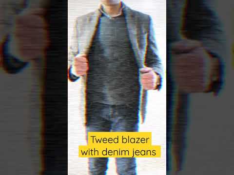 Tweed blazer & denim jeans & suede Chelsea boots #shorts