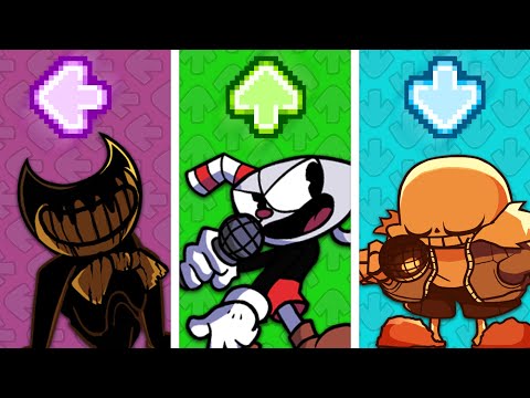 FNF Character Test | Gameplay vs Playground | VS Indie Cross: Cuphead, Sans, Bendy + Animation