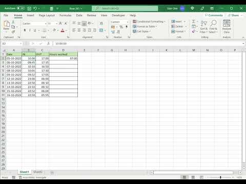 How to calculate hours worked in Excel using a 24 hour clock
