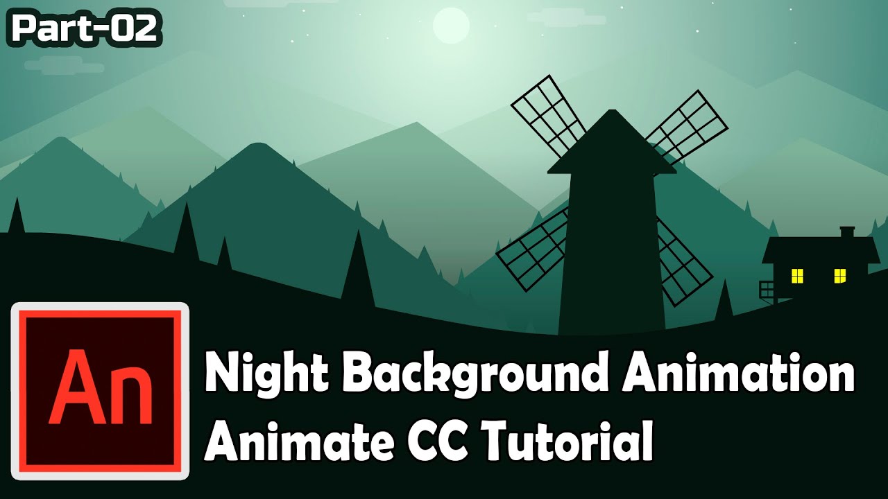 Vector Background Animation(Night Background) Part-02 | Adobe Animate CC Tutorial