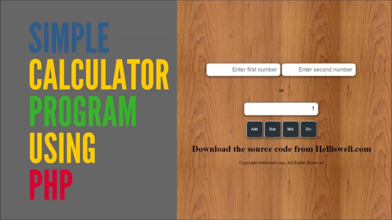 Create a Simple calculator Using PHP with (source code)
