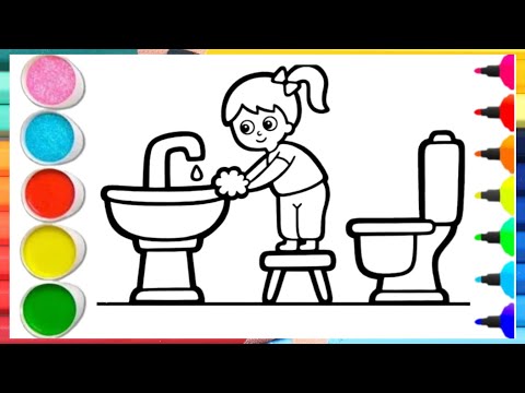 Washing Hands Pictures Drawing, Painting & Coloring For Kids and Toddlers _Easy Drawing