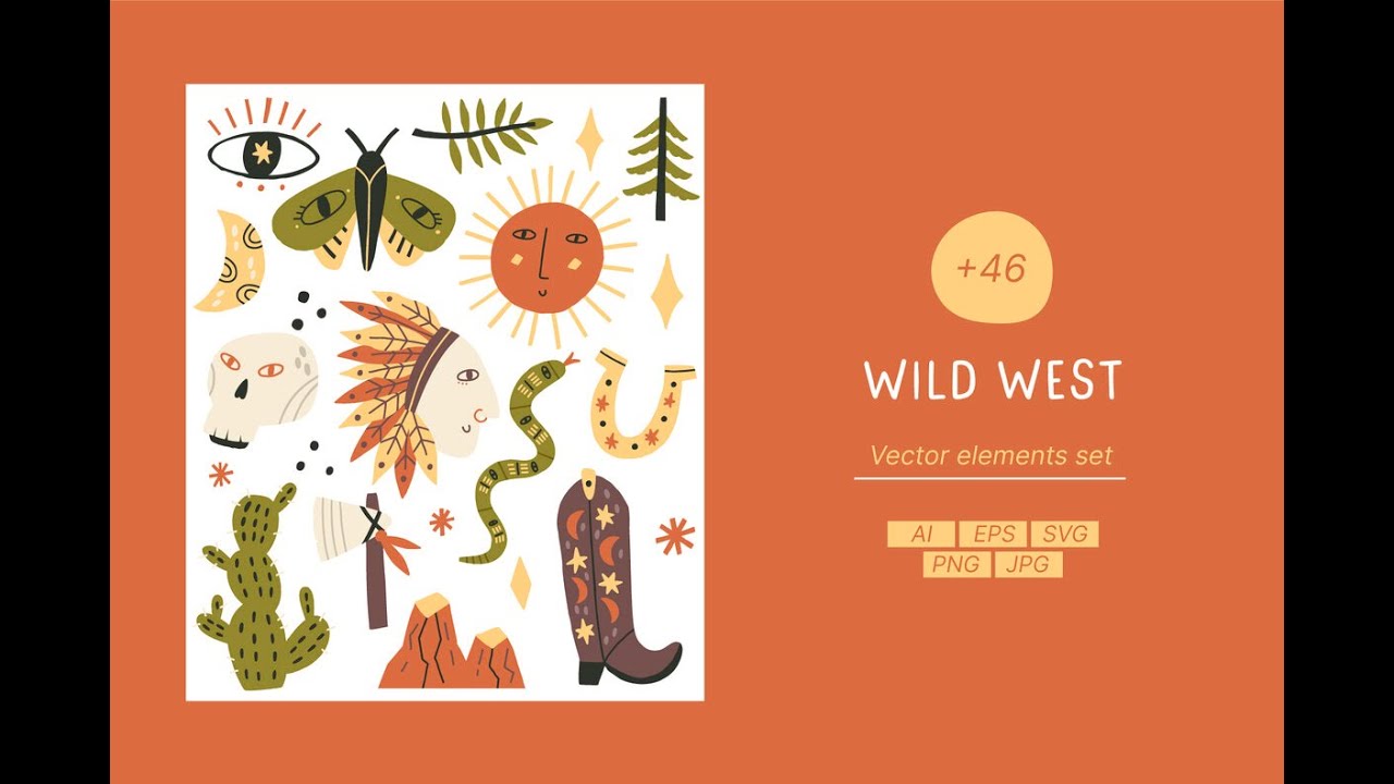 Wild West vector set Stock Graphics Download