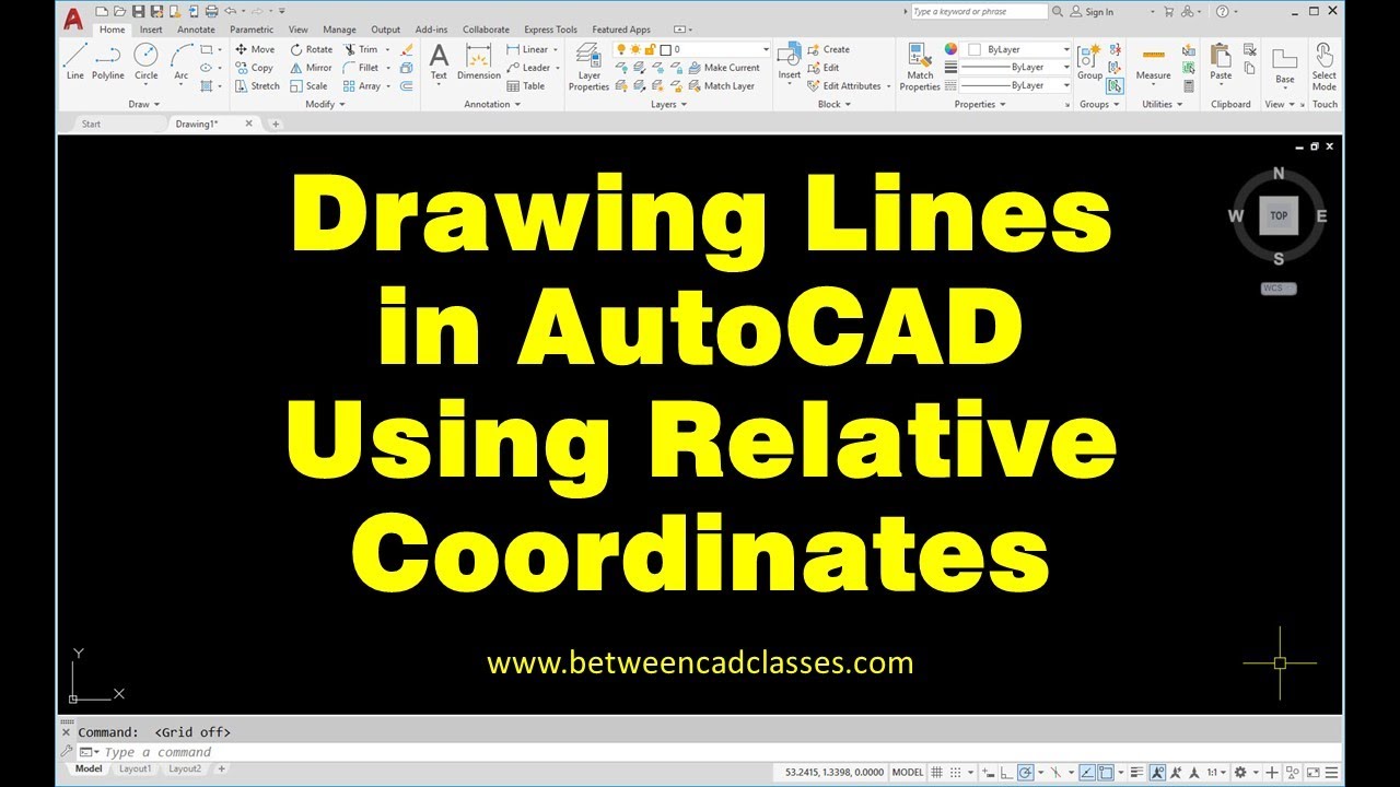 Drawing Lines in AutoCAD Using Relative Coordinates