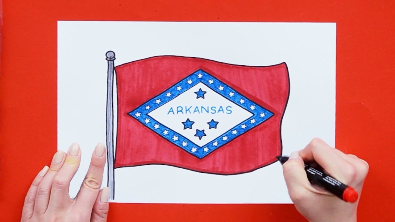 How to draw the Flag of Arkansas State, USA