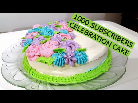 1000 Subscribers Celebration Cake | Best Ever Coffee Sponge Cake With Buttercream Frosting By FKS