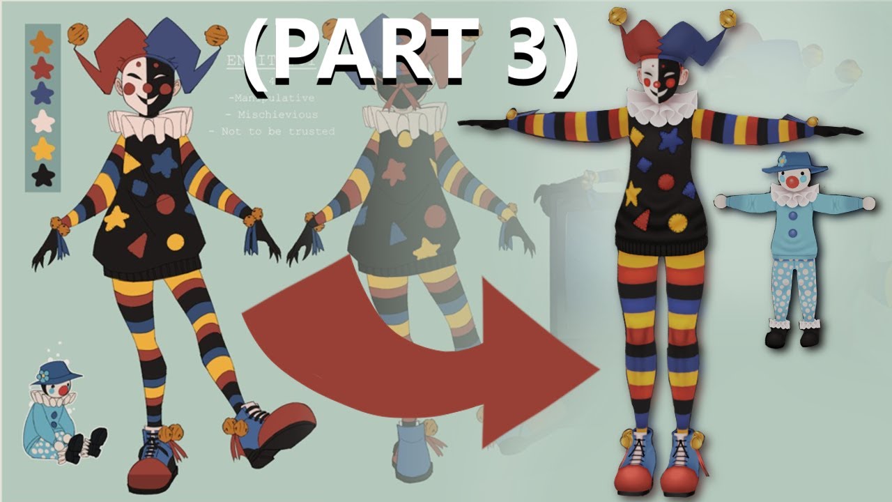 Creating a 3D Clown Avatar for XMittenzX for VRChat in Blender! (Part 3)