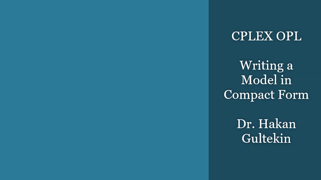 CPLEX OPL Tutorial 03 - Writing a model in compact form