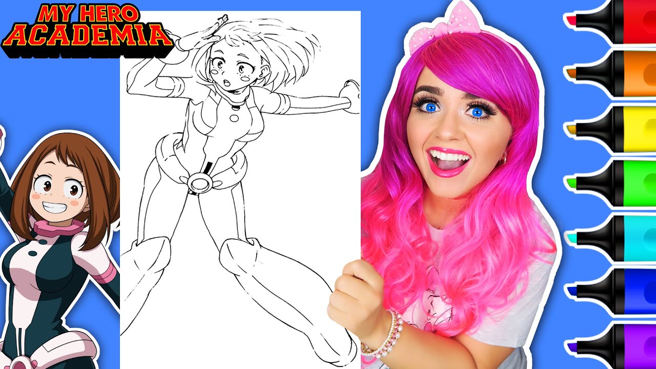Coloring Ochaco from My Hero Academia Coloring Page | Ohuhu Art Markers