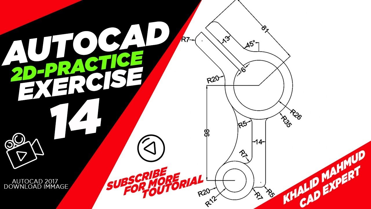 AutocAD 2D Practice Drawing/Exercise-14/Basic & Advance Tutorial