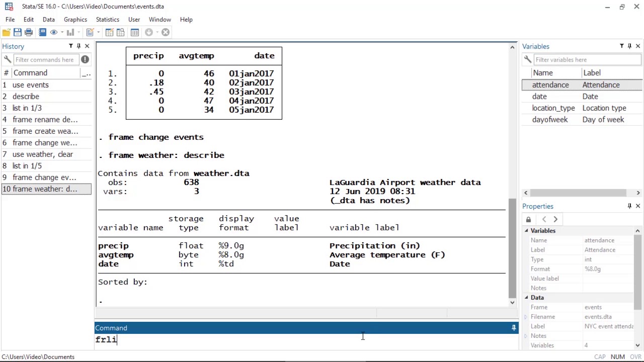 New in Stata 16: Working with multiple datasets using frames
