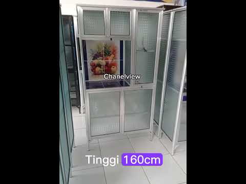 Lemari Dapur Pintu 5 Lima || Rak Piring P5 Bahan Aluminium dan kaca ukuran 85x35x160cm