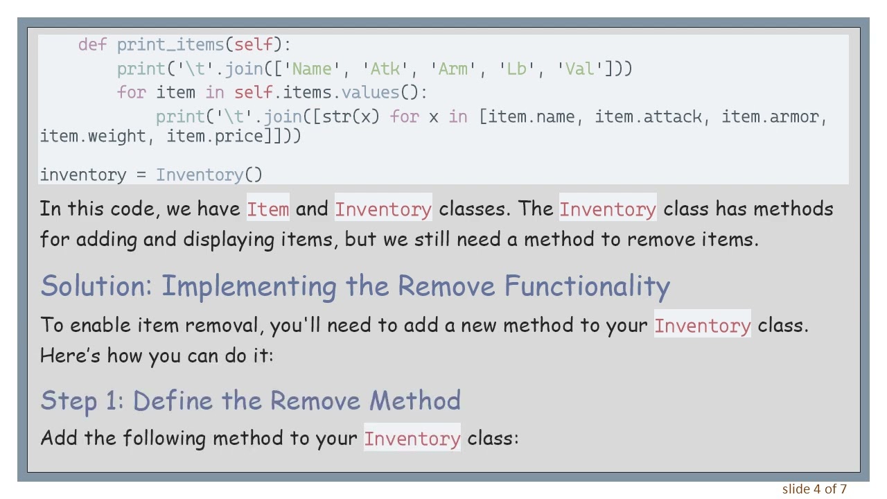 How to Remove Items from Your Python Inventory