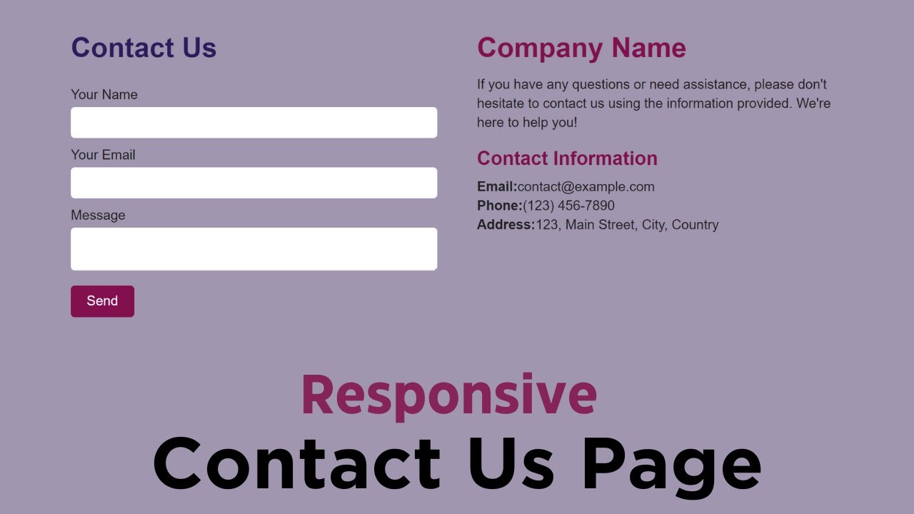 How To Make Responsive Contact Us Page In HTML And CSS | Contact Form HTML CSS