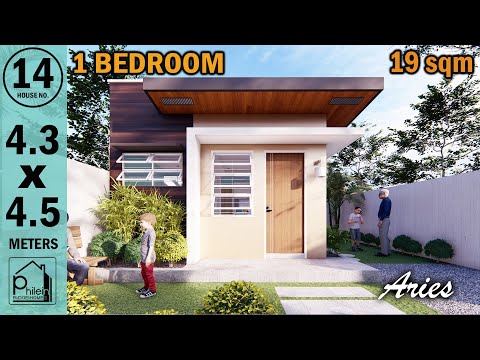 ARIES | Small House Design 18sqm (4 x 4.5m) One Bedroom House Concept with interior walkthrough