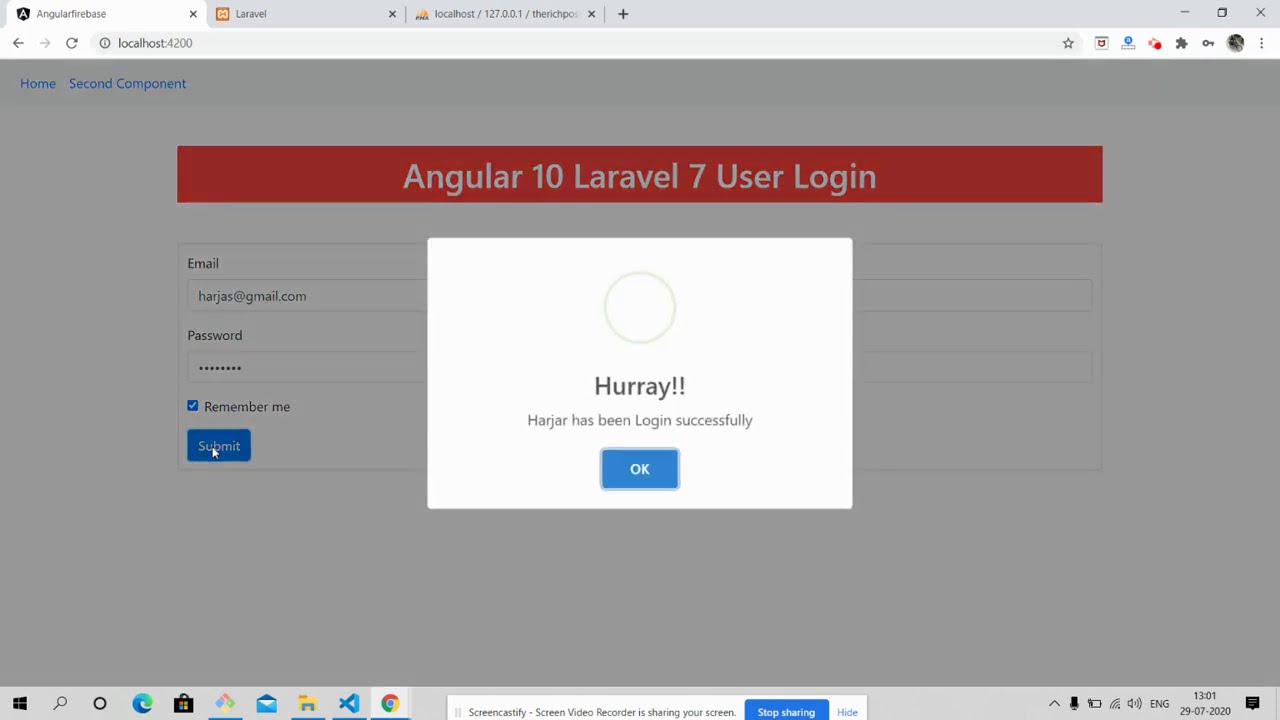 Angular 10 Laravel 7 User Login