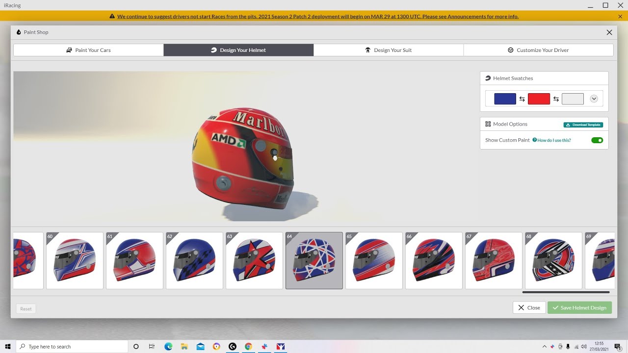 iRacing: How to get your custom helmet design from trading paints onto iRacing tutorial